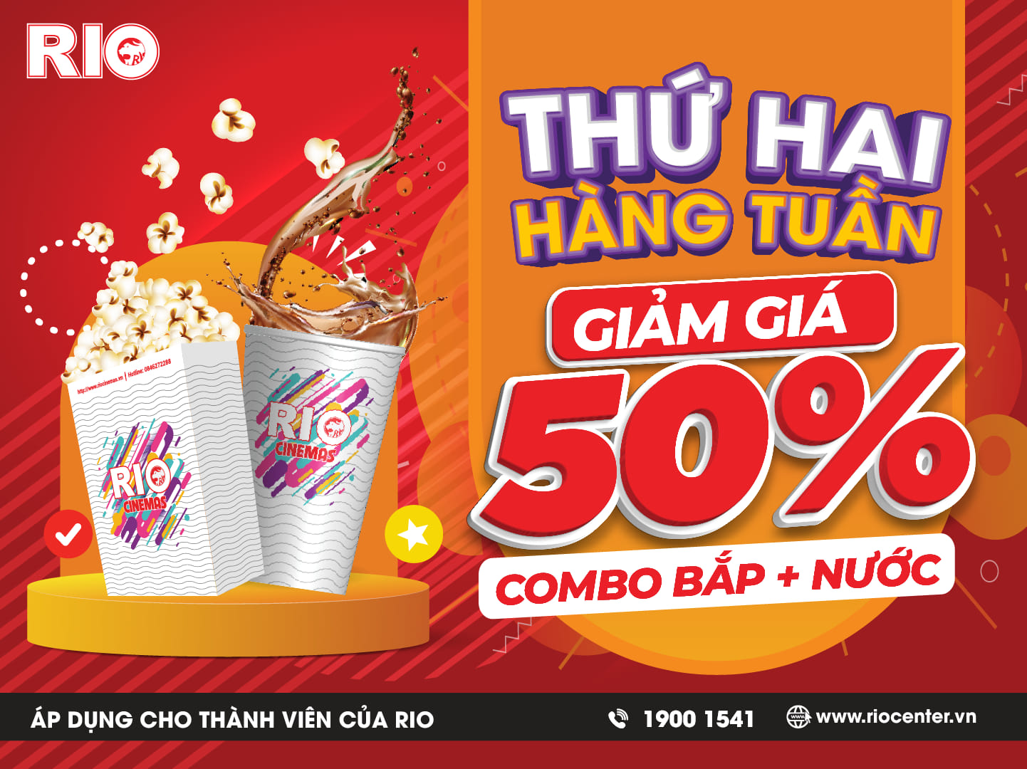 THỨ 2 HÀNG TUẦN - GIẢM 50% COMBO BẮP NƯỚC